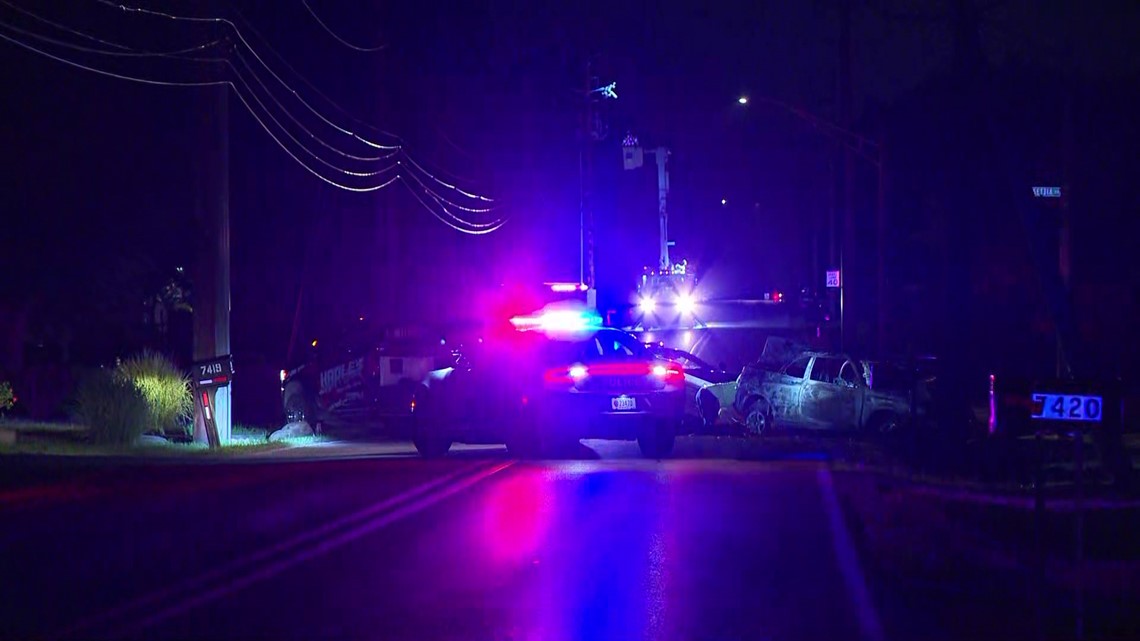 Driver escapes serious injury after crash into pole, car fire | wthr.com