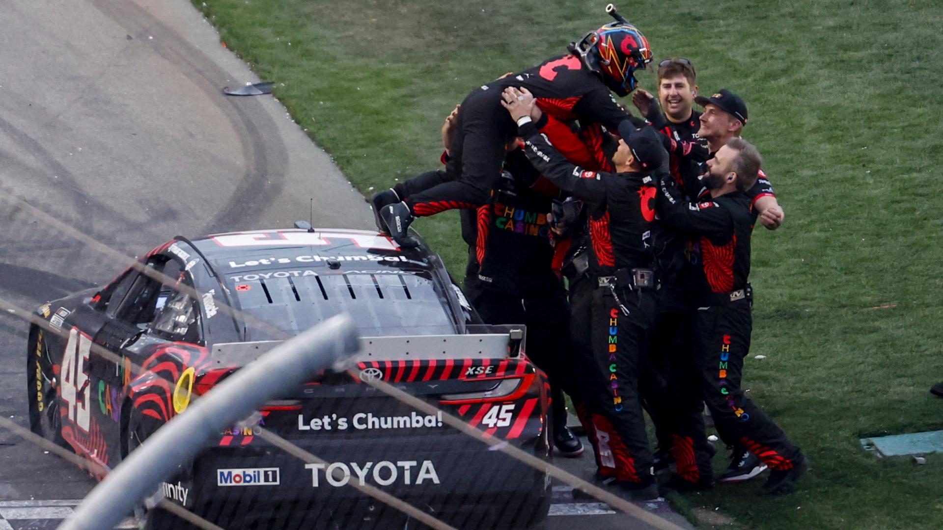 Tyler Reddick enjoys spoils of Daytona 500 win with family, infant son ...