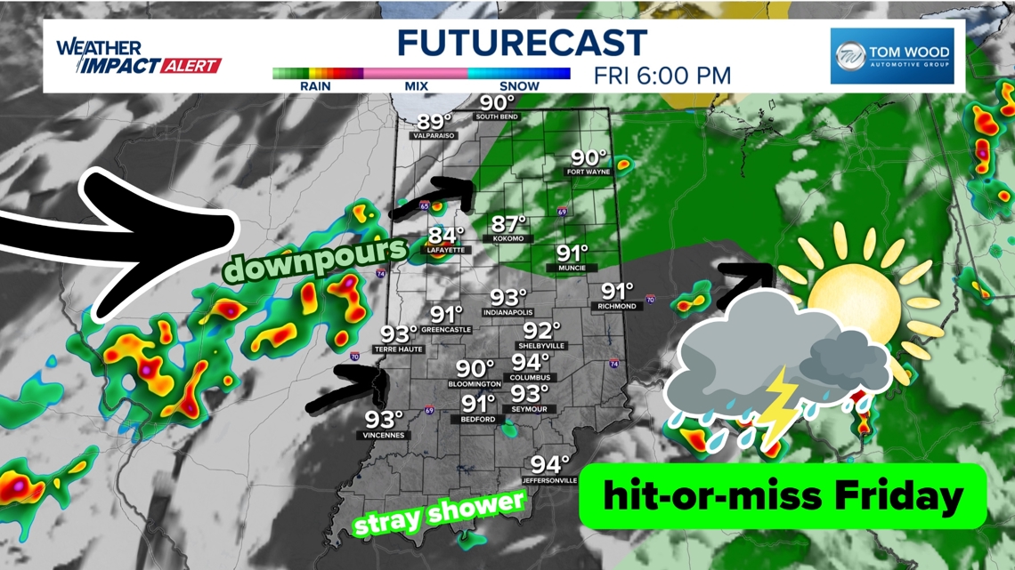 Rain zones Friday | Scattered downpour chances across Indiana | wthr.com