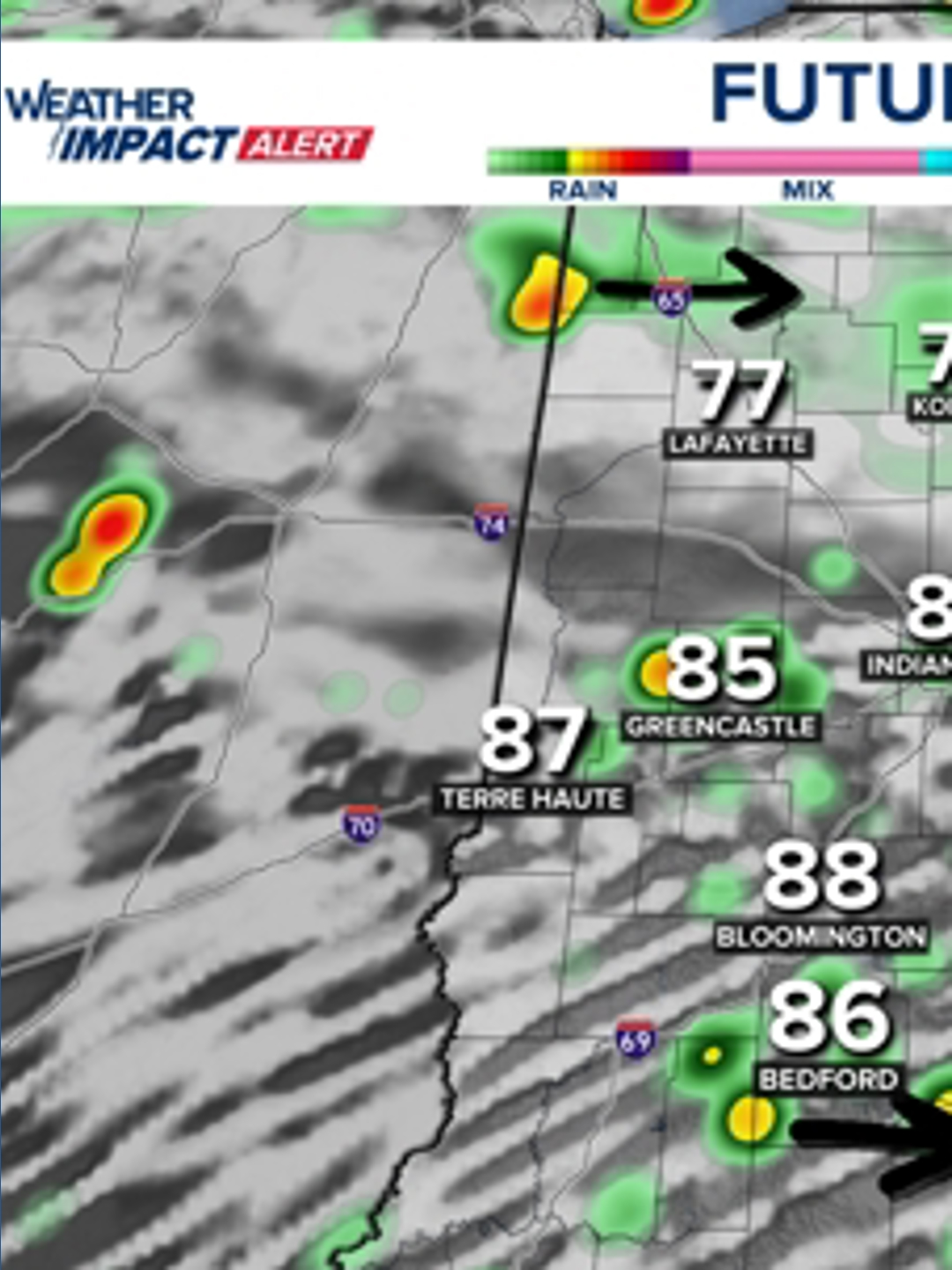 Tracking high heat and scattered heavy downpours today for Indiana ...