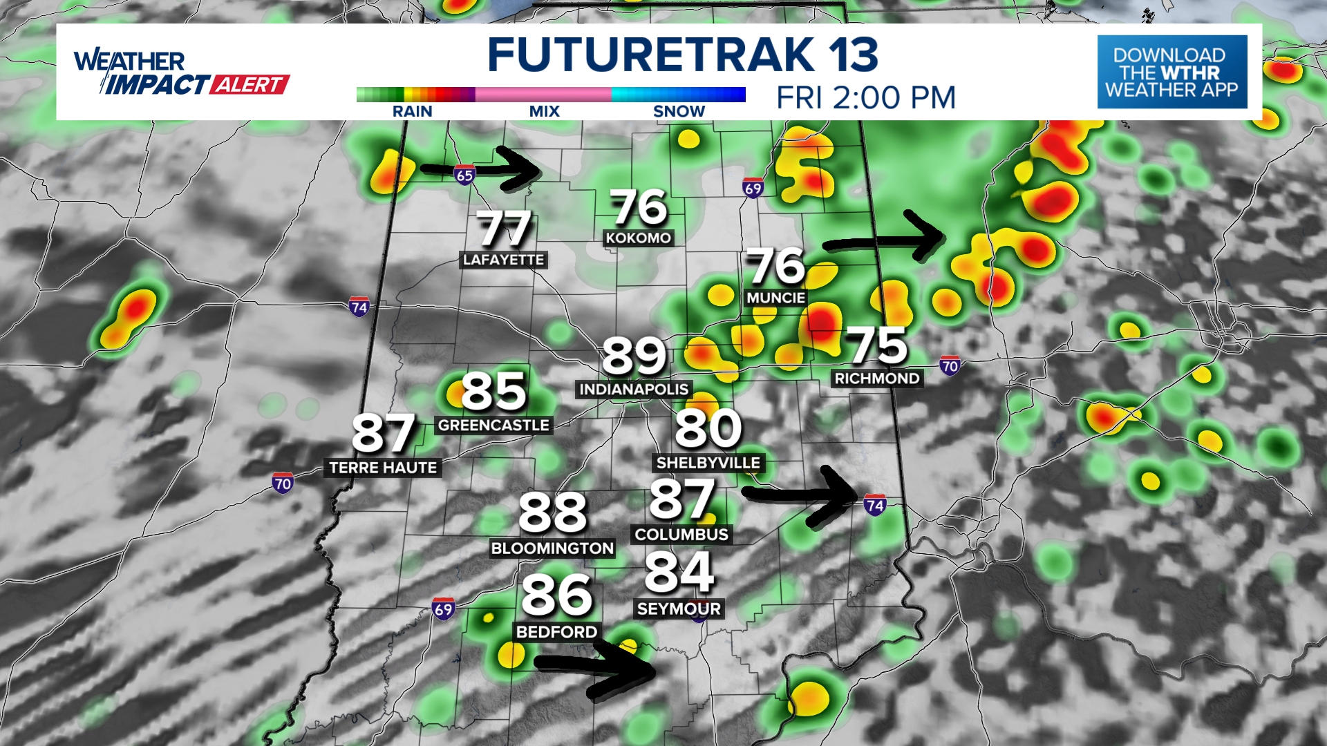Tracking high heat and scattered heavy downpours today for Indiana ...