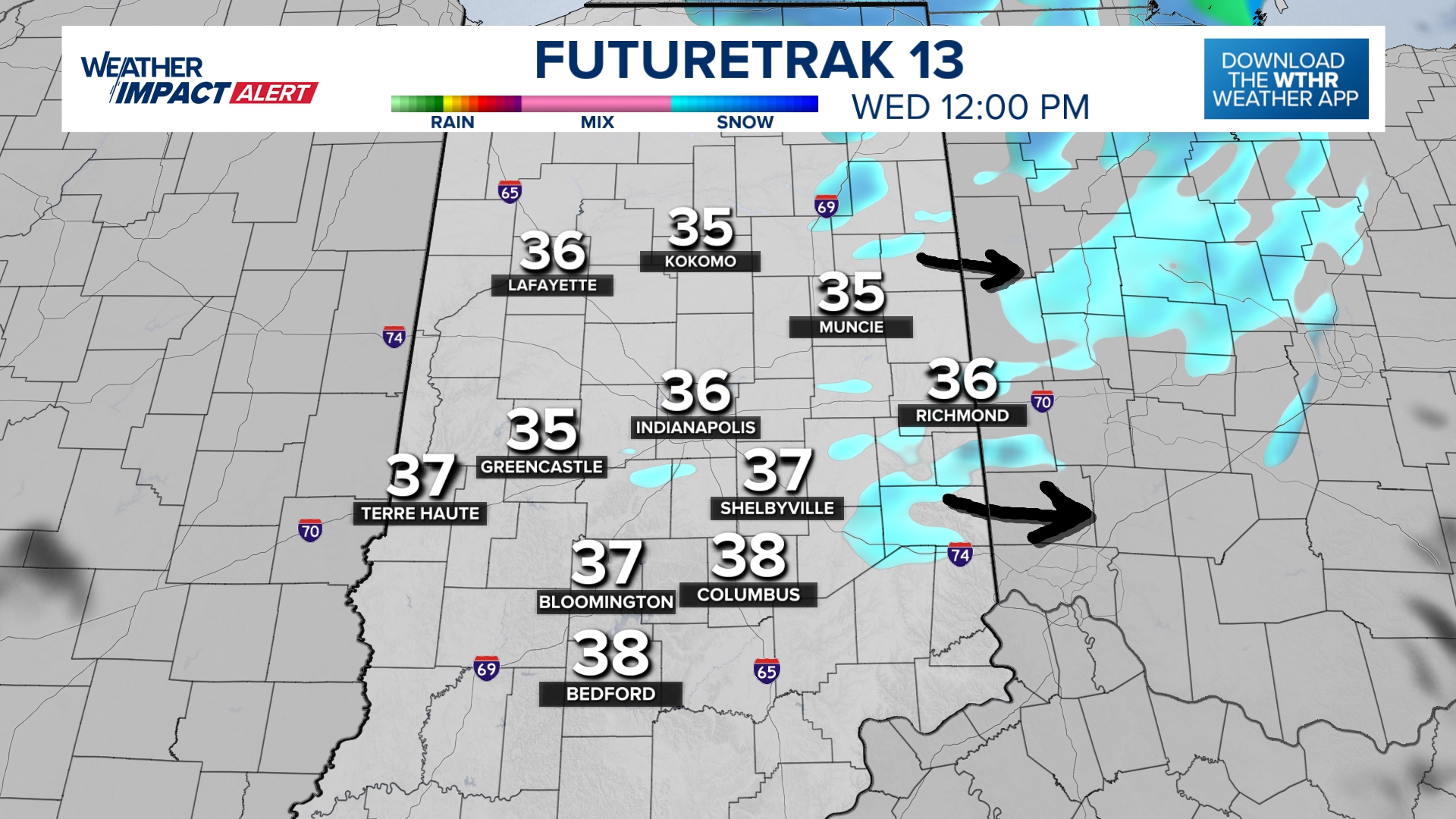Tracking high winds rushing cold air and snow flurries into Indiana ...