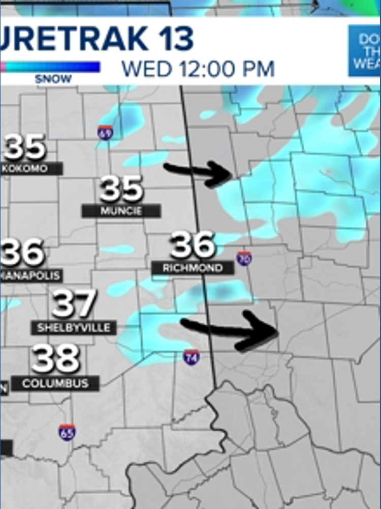 Tracking high winds rushing cold air and snow flurries into Indiana ...