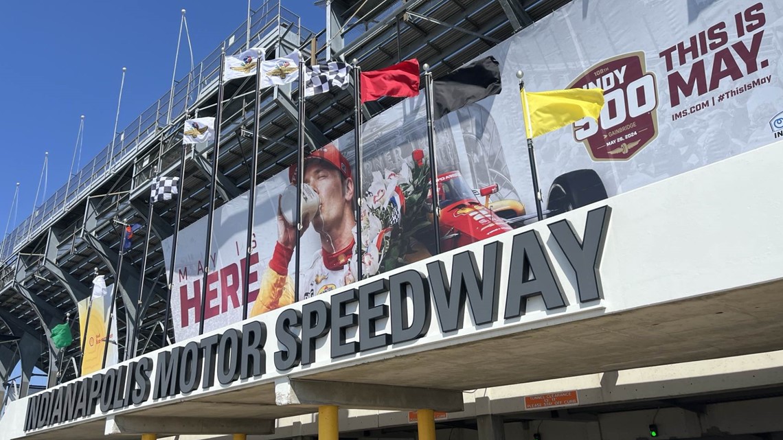 Josef Newgarden helps unveil new Gate 2 banner at IMS | wthr.com