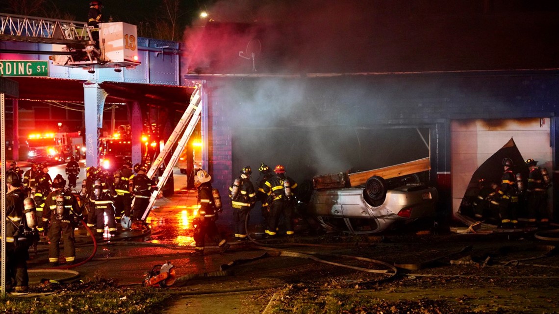 Car, building catch fire after crash on Indy's near west side | wthr.com
