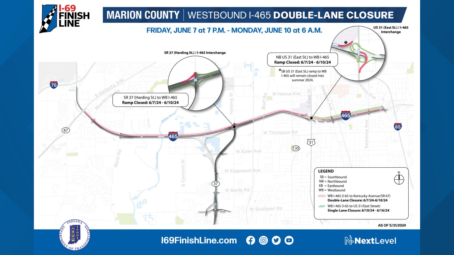I-465 lane, ramp closures on Indy's south side for I-69 expansion ...