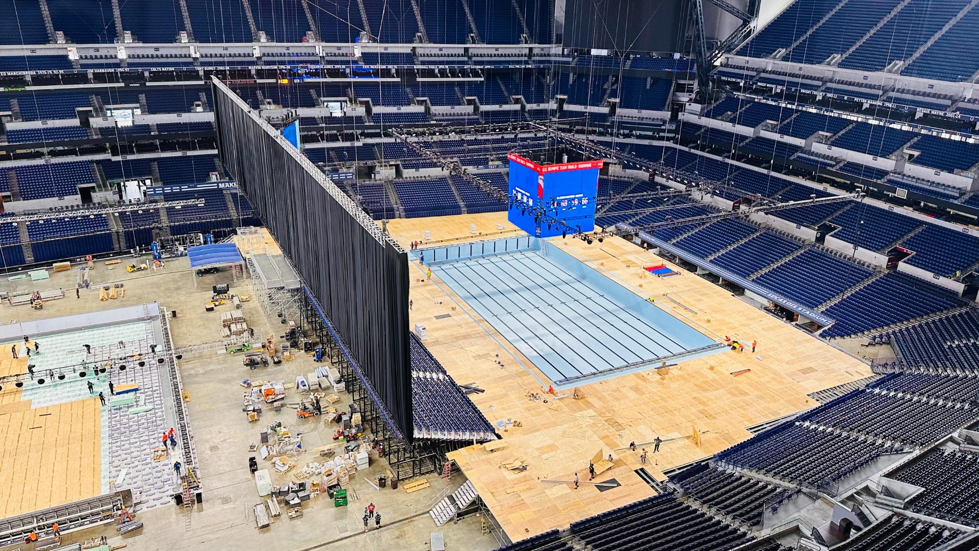 Olympic pools under construction at Lucas Oil Stadium | wthr.com