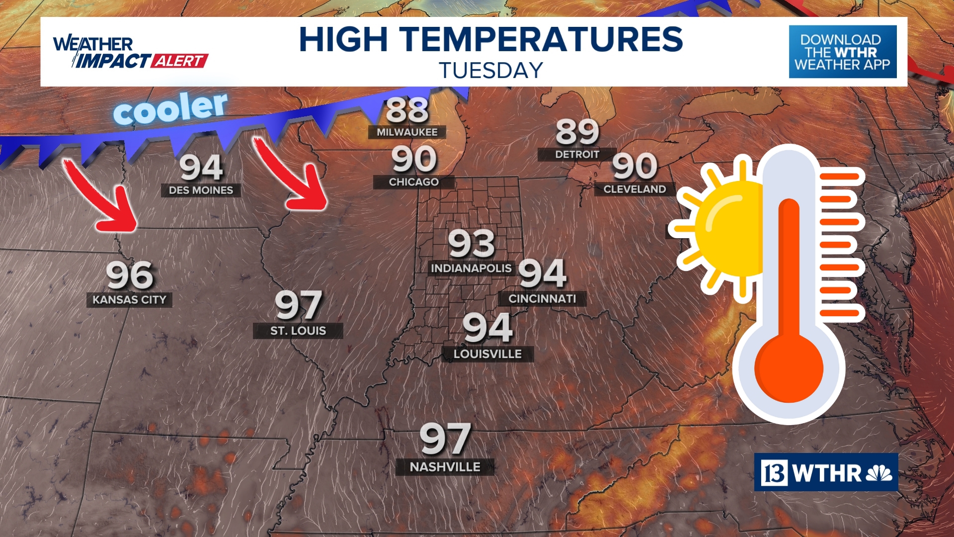 Hot Tuesday, but Indiana temperatures will drop the rest of the week ...