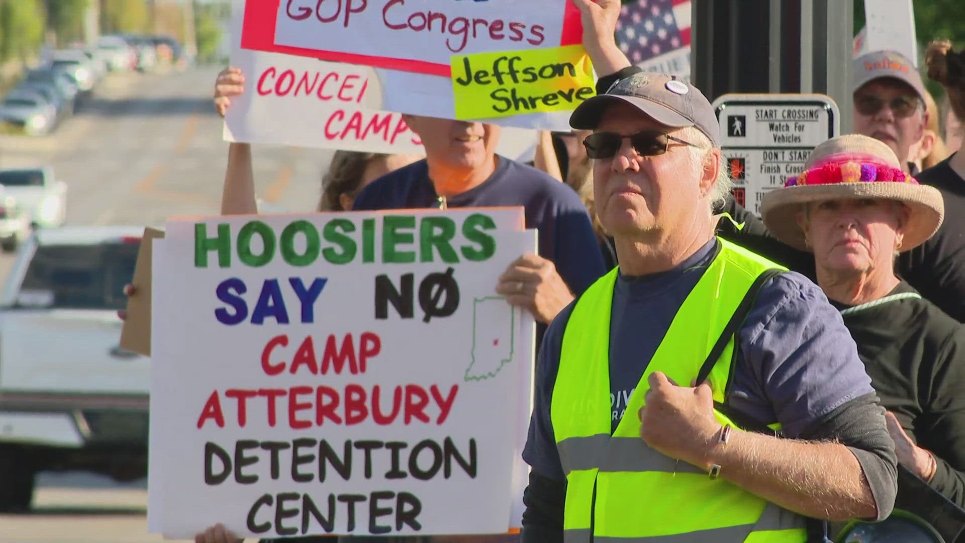 Protesters gather outside Rep. Jefferson Shreve's office to oppose Camp ...