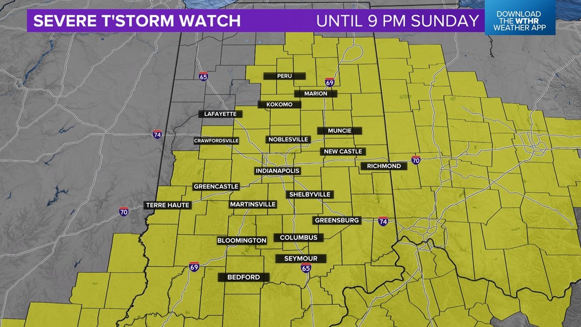 Stormy Sunday afternoon with Severe T'Storm Watch issued | wthr.com