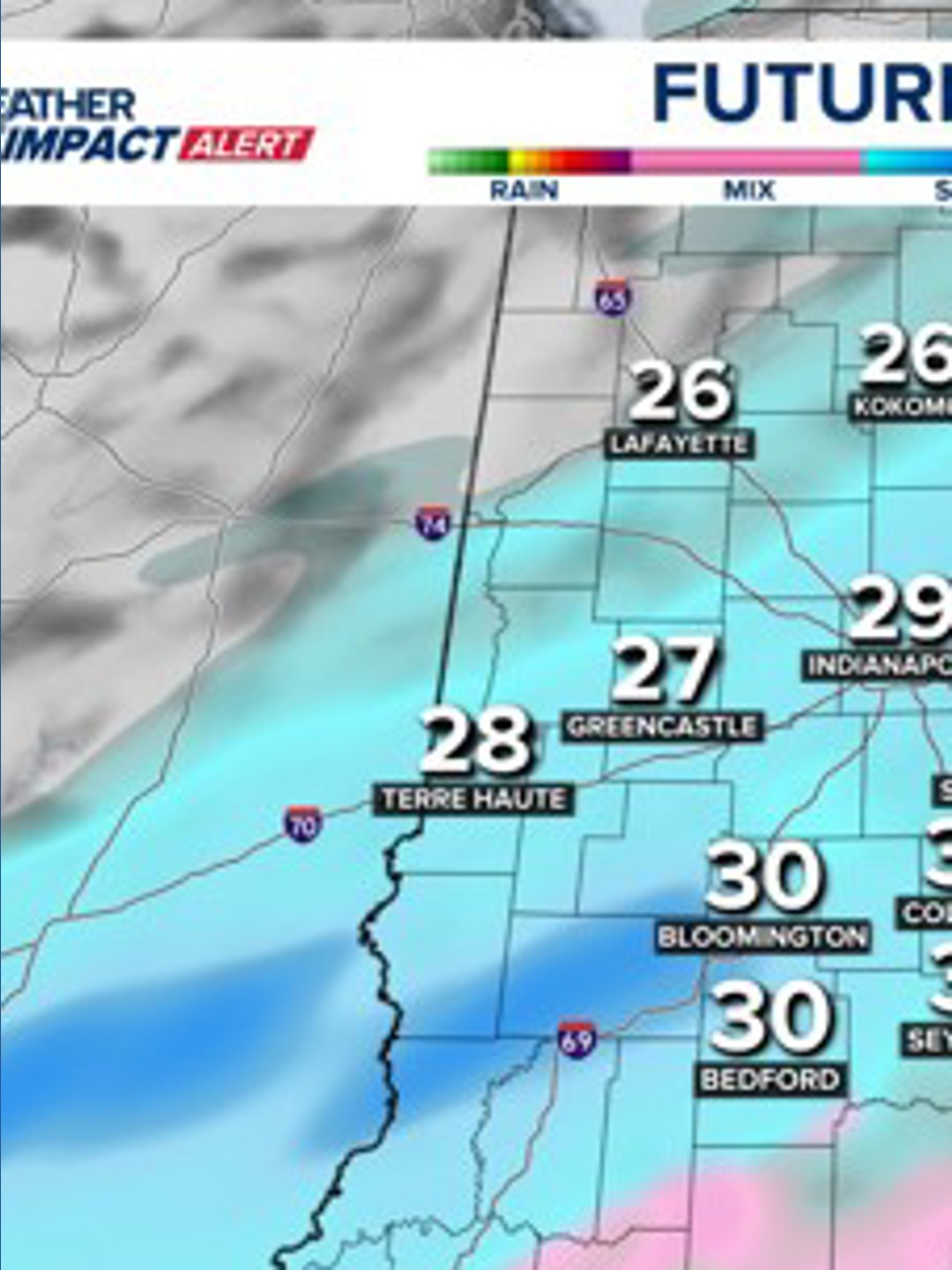 Update to snowfall projections across central Indiana | Weather Impact ...