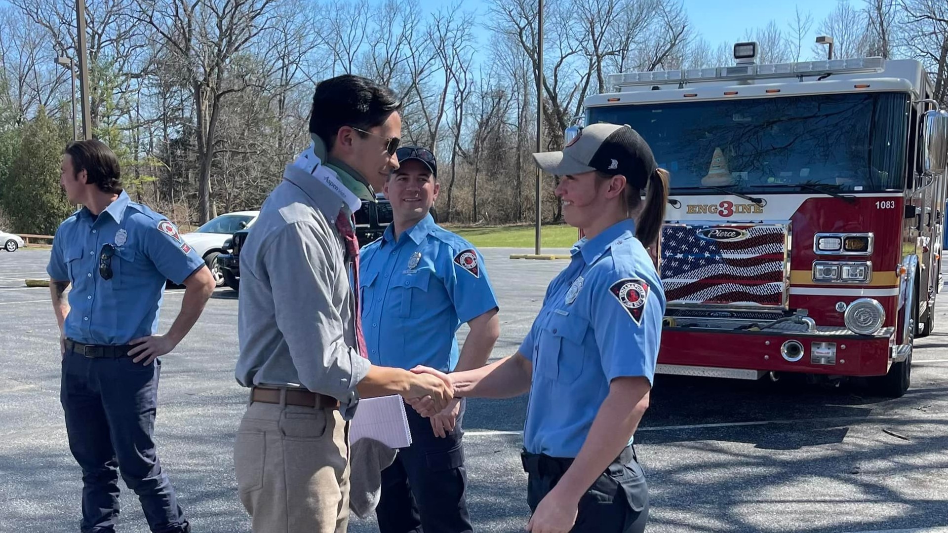 IMPD Officer Mangan meets firefighters who saved his life | wthr.com