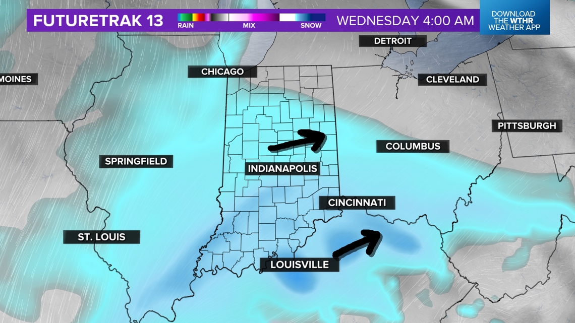Early look at the timing and snowfall chance Tuesday night for Indiana ...