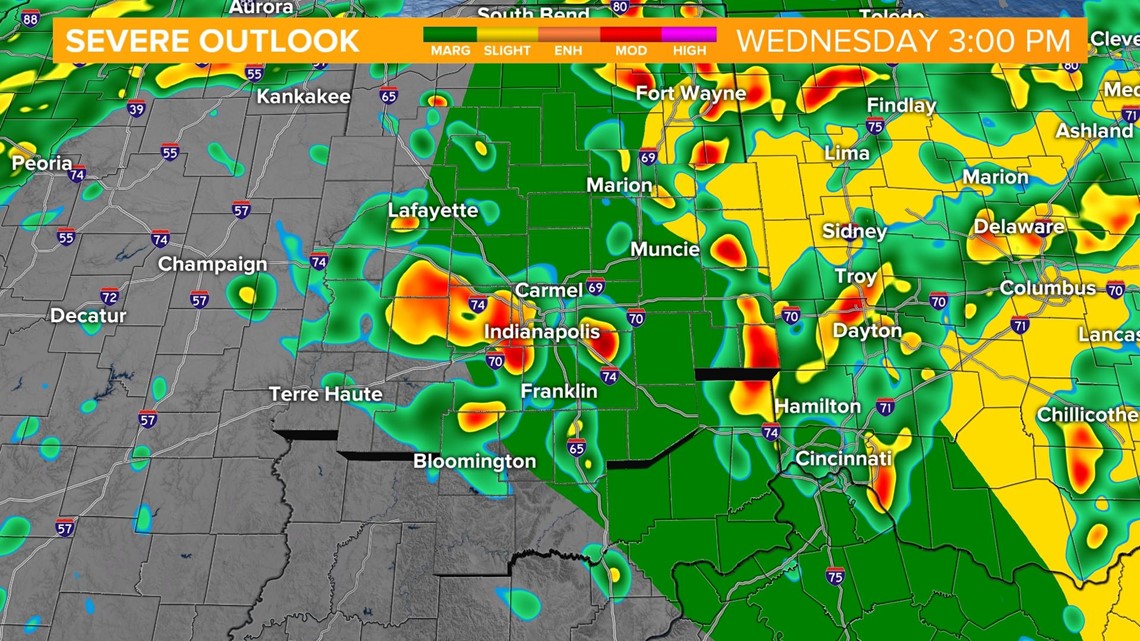 Strong to severe storm risk in central Indiana on Wednesday | wthr.com