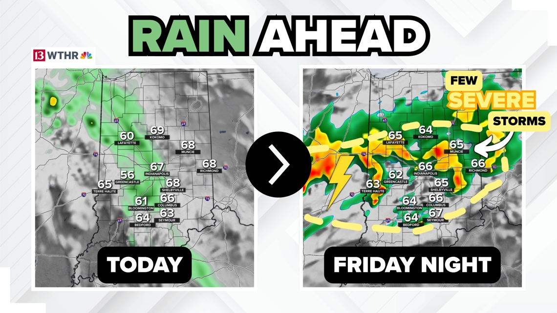 Indiana expects light rain Thursday, storms Friday night, then more on ...