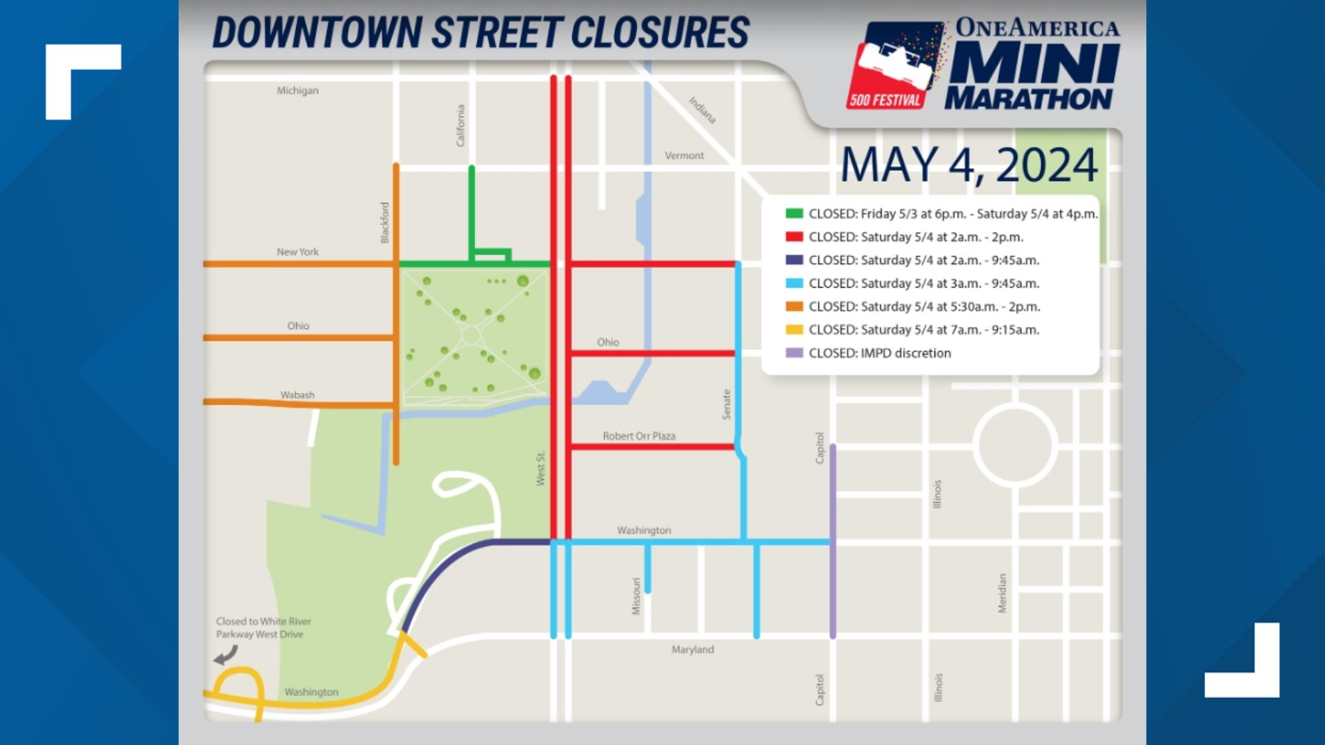 Mini-Marathon street closures and course maps | wthr.com