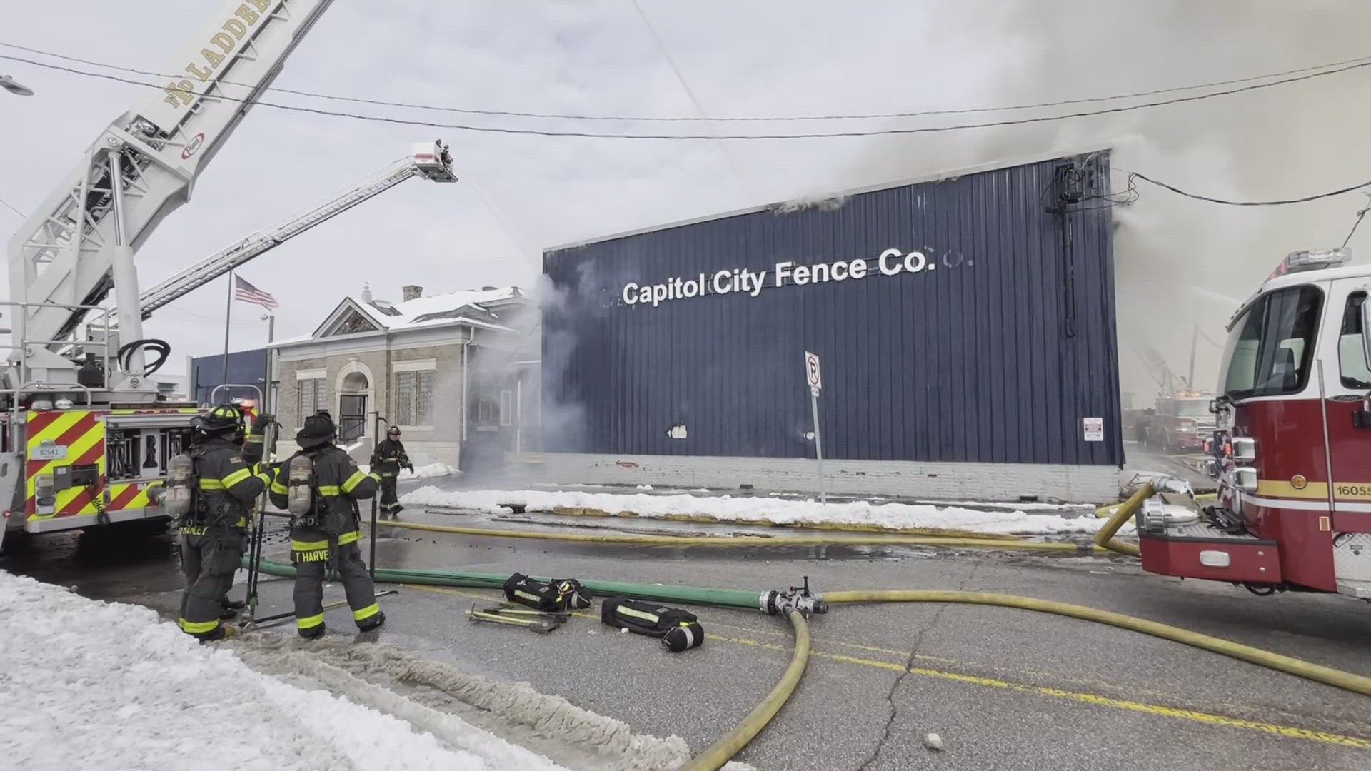 Firefighters battle fire at Capitol City Fence Co. in Indianapolis ...