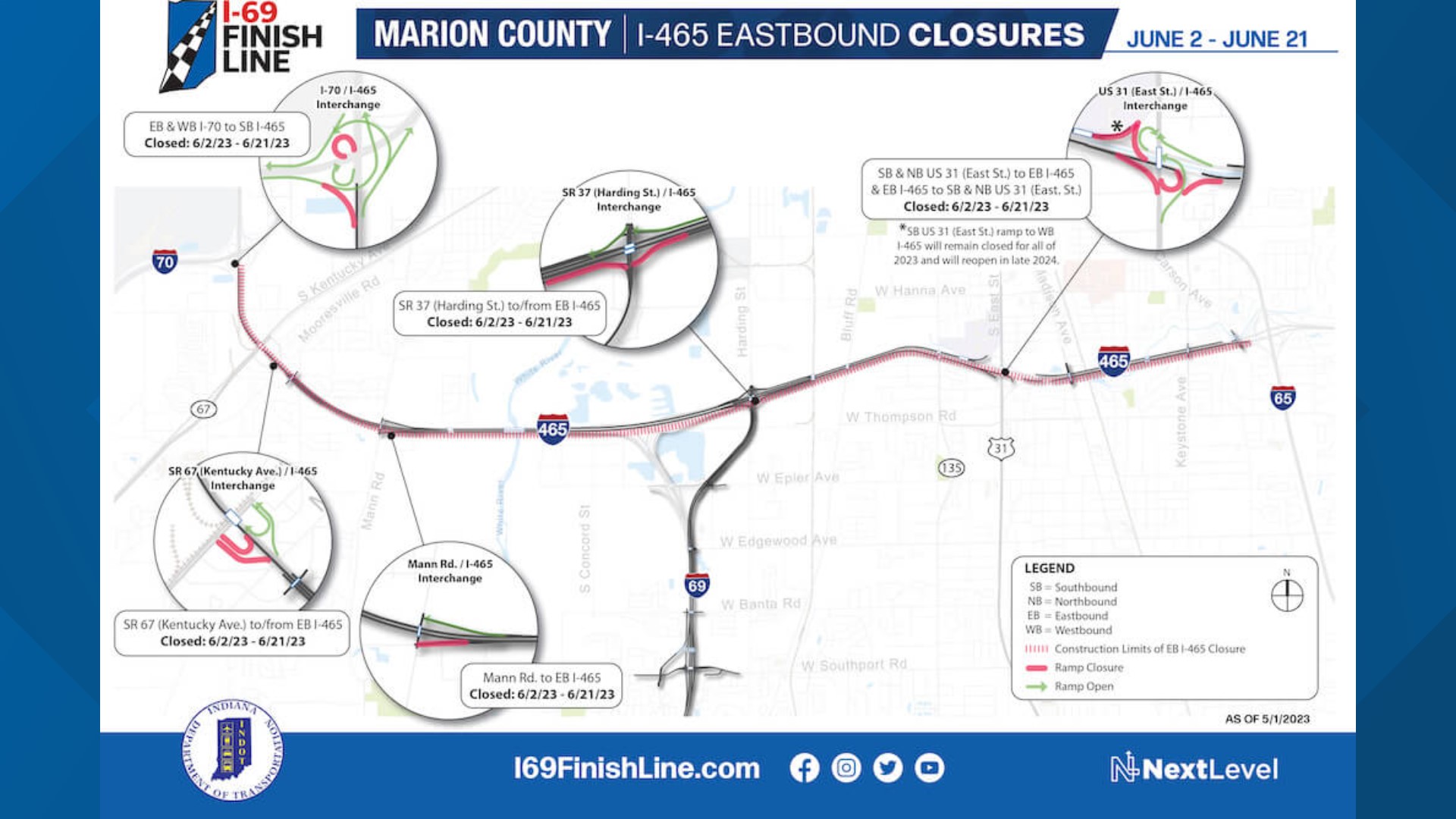 INDOT plans temporary I-465 closures on SW side this summer | wthr.com