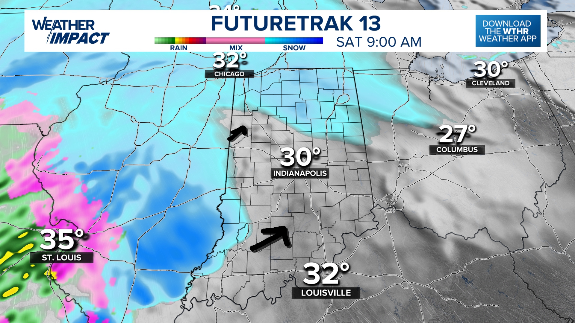 Tracking heavy, slushy snow changing to rain across Indiana Saturday PM ...
