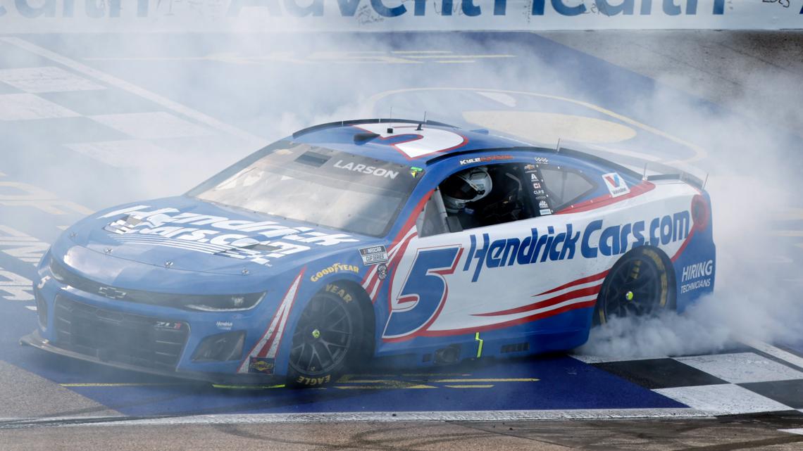 Kyle Larson wins NASCAR Cup Series Advent Health 400 at Kansas | wthr.com