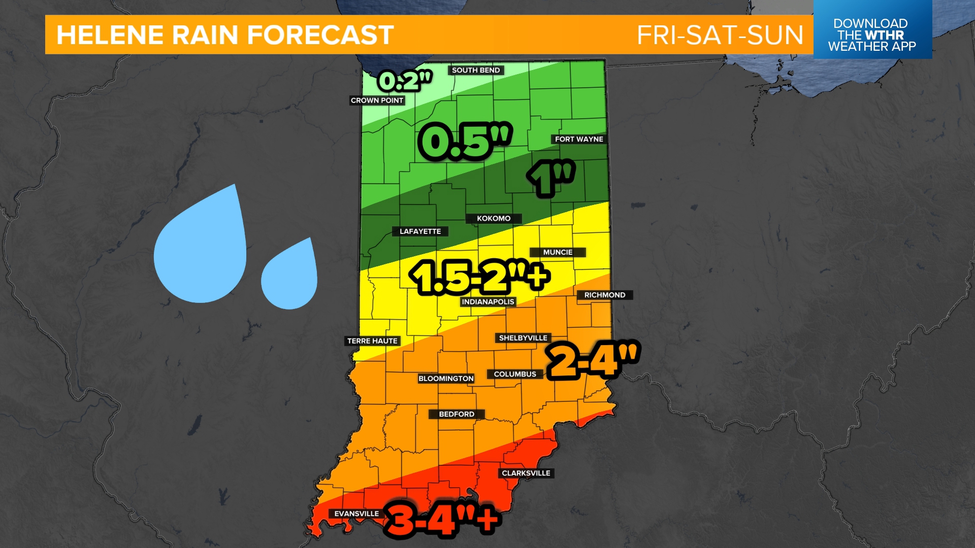 Higher rainfall expectations from Helene across Indiana | wthr.com