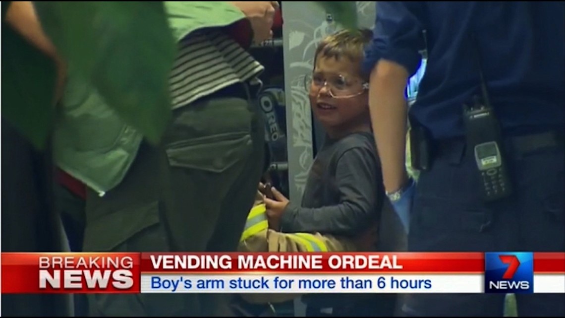Australian boy gets stuck in first vending machine he’s ever seen ...