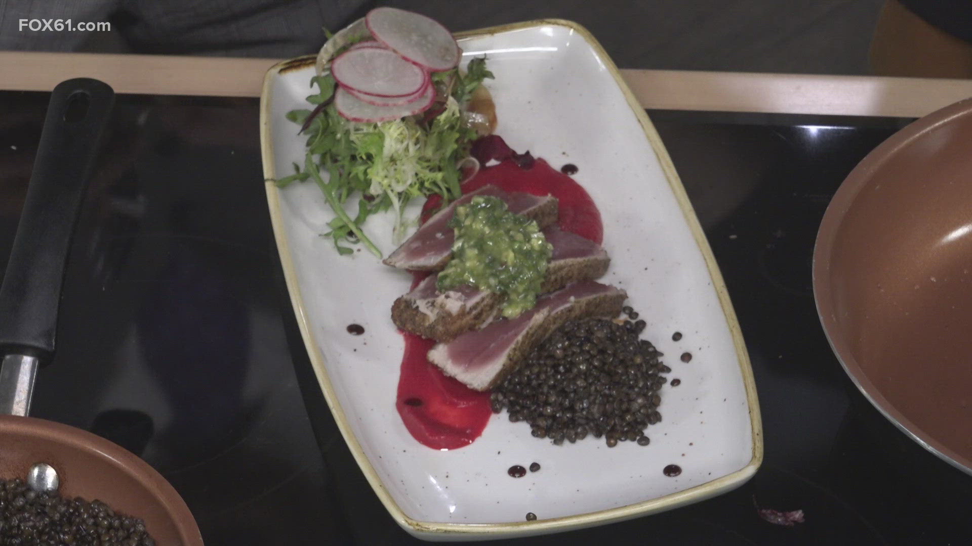 Making fennel and black pepper Ahi Tuna with Viron Rondo Osteria ...