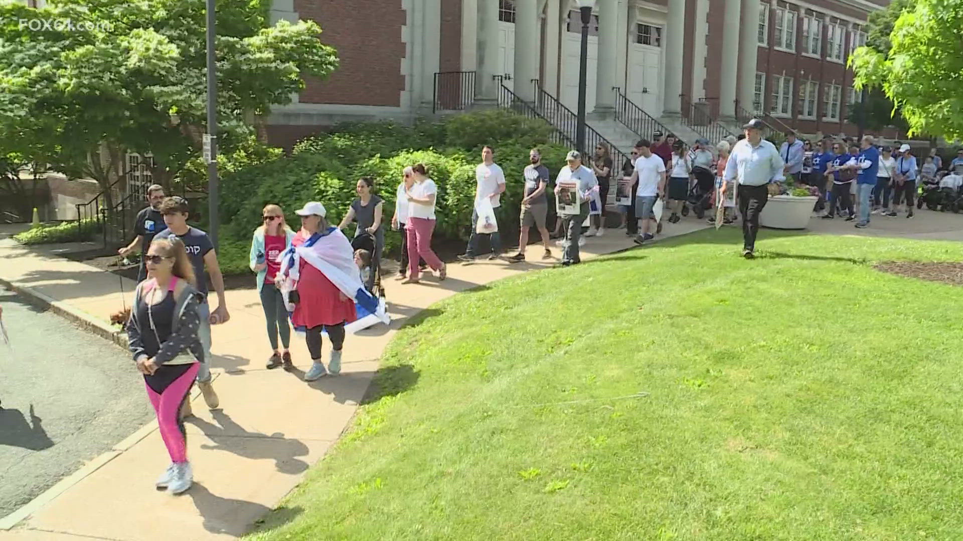 Pro-Israel supporters hold rally, march outside West Hartford town hall ...