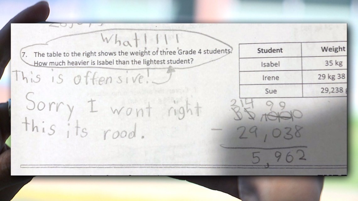 Elementary student refuses to answer ‘offensive’ math problem about how ...