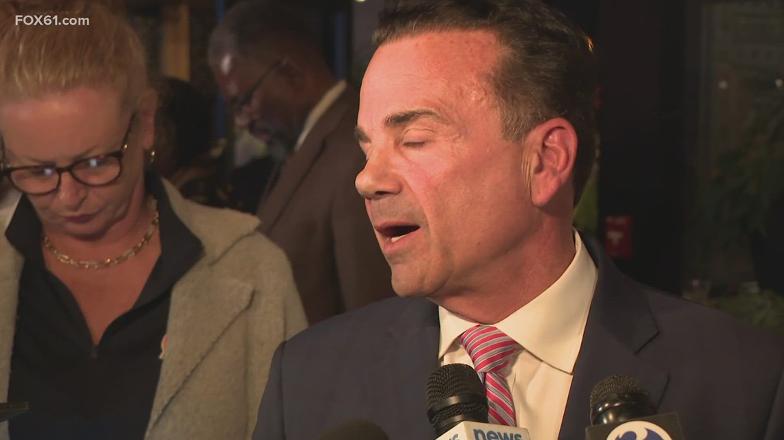 Bridgeport Mayor Joe Ganim speaks as mayoral election results roll in ...