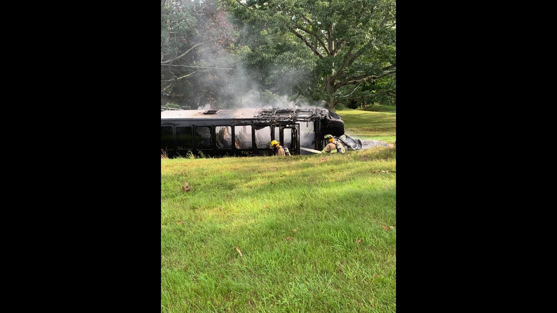 Limousine bus full of wedding guests catches fire in Morris | fox61.com