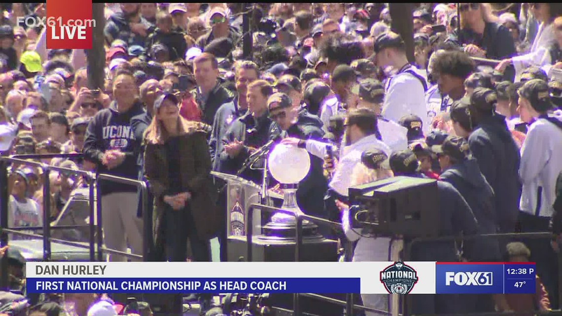 UConn men's basketball team celebrates championship win in parade ...