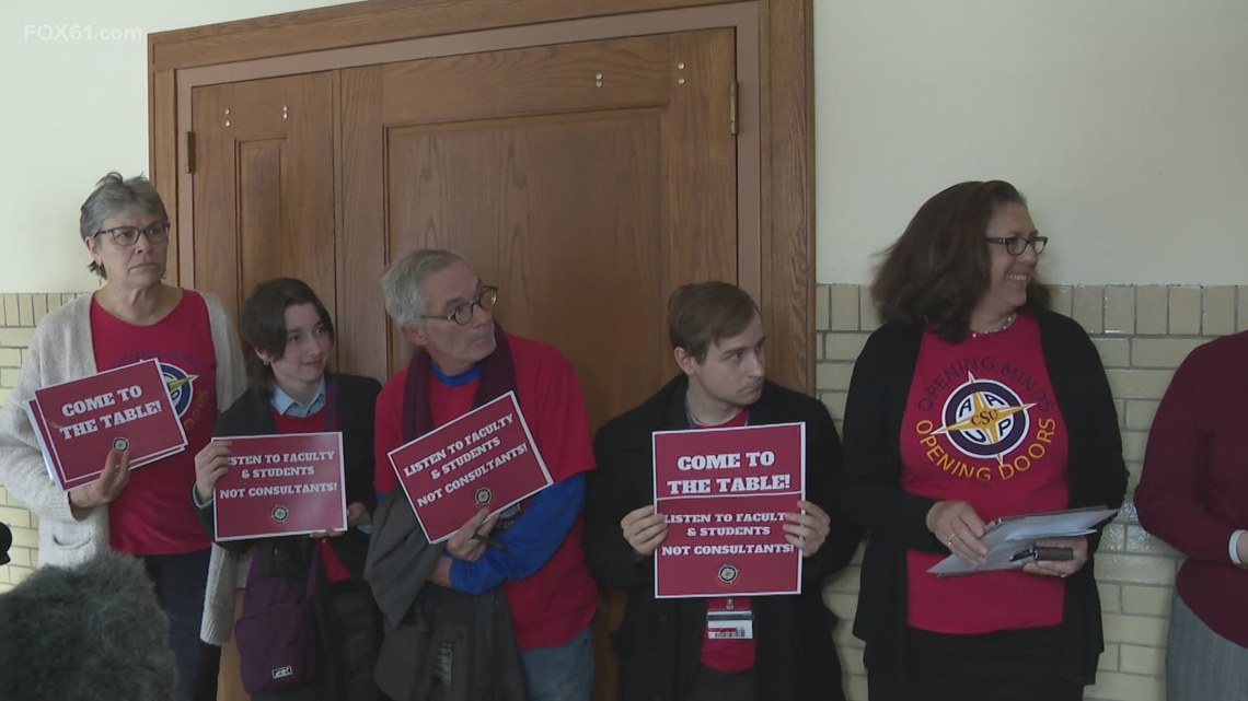 CSCU staff walk out over potential staff cuts | fox61.com