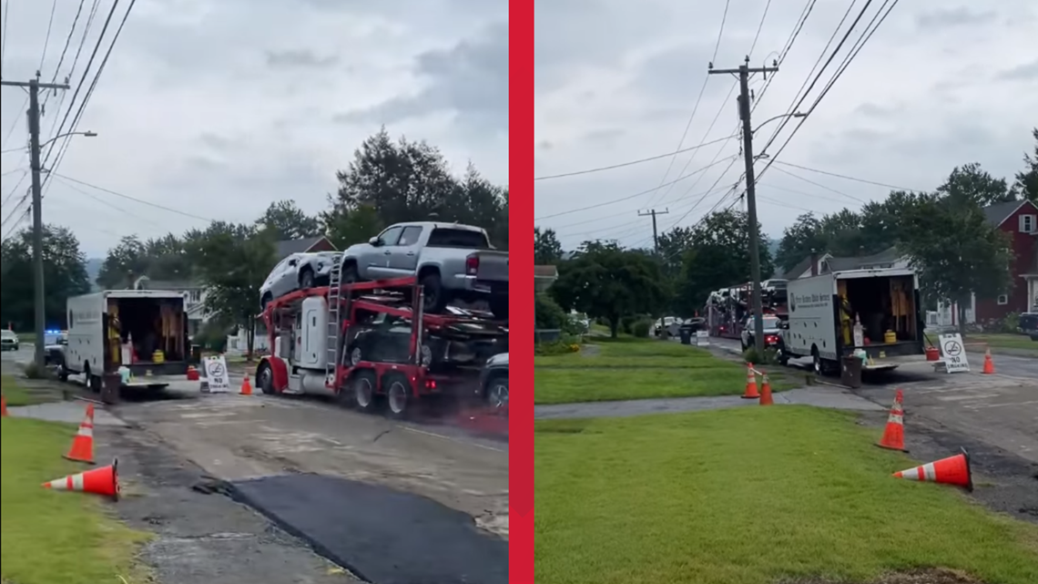 Car carrier truck crashes into car after it loses its brakes: police ...