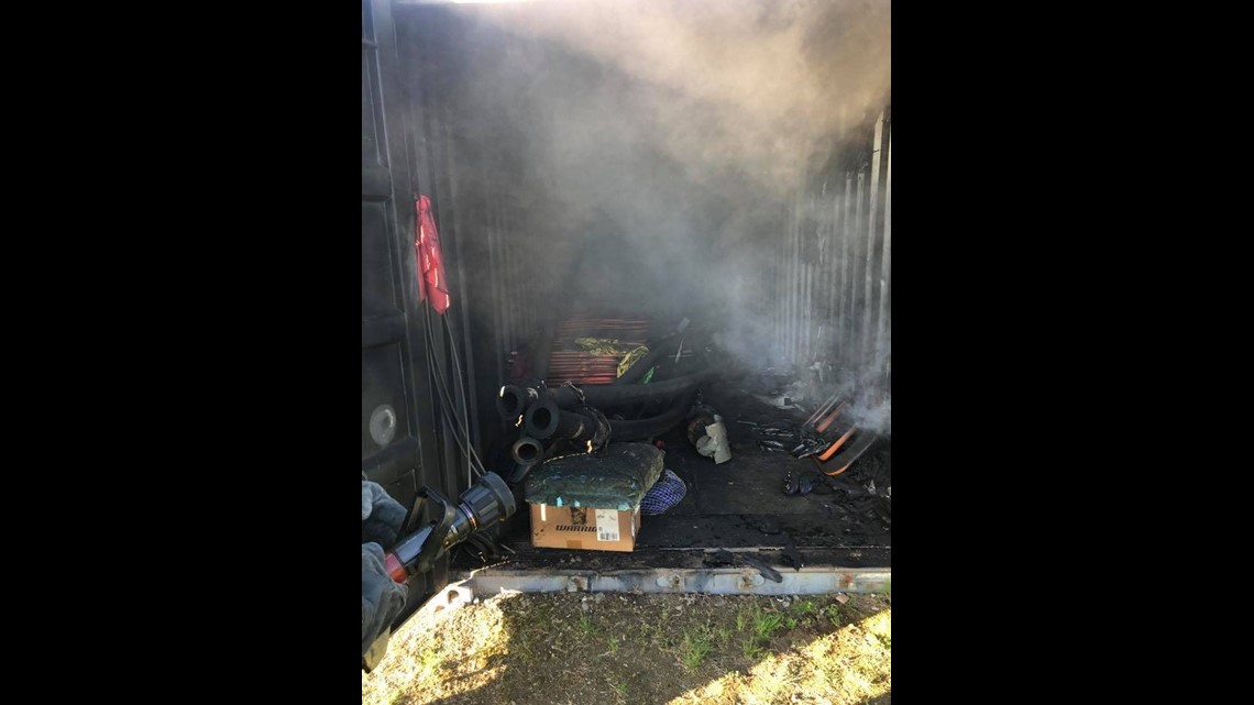 Port-a-Potty fire spreads to storage unit in Derby park | fox61.com