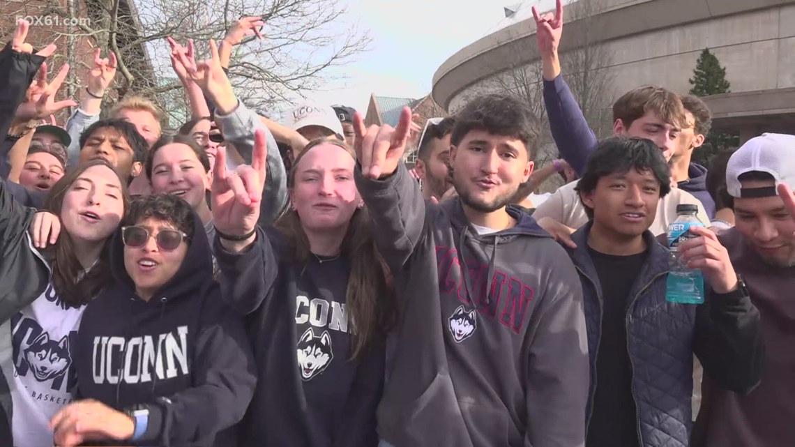 UConn fans celebrate women's basketball team winning 12th national ...