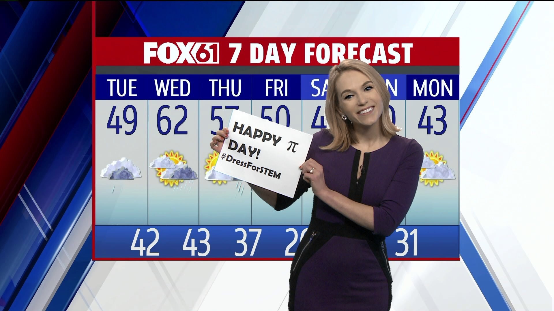 Female meteorologists wear ‘the dress’ on Pi Day to inspire young women ...