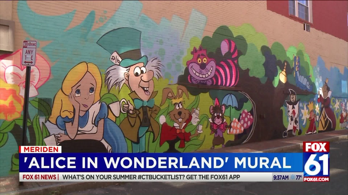 Artist paints Alice in Wonderland mural in downtown Meriden to inspire ...