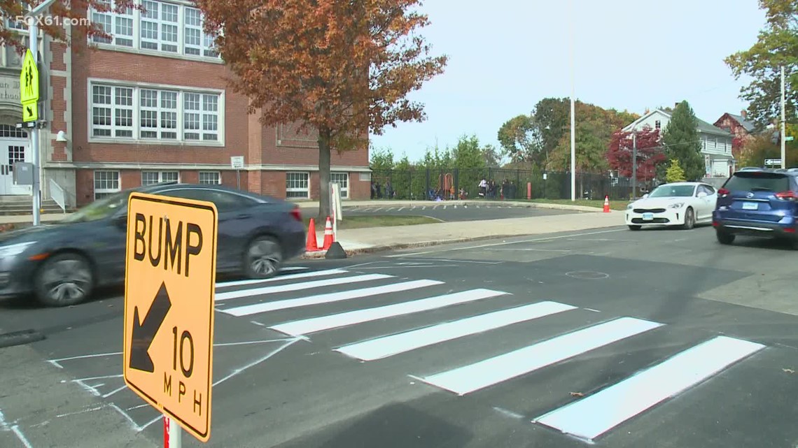First raised crosswalk in New Haven placed near school | fox61.com
