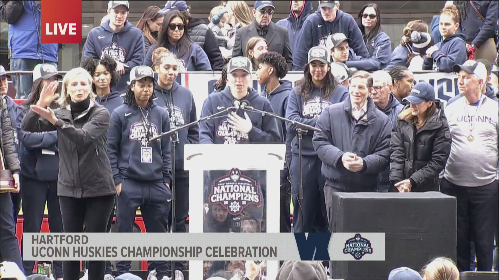 UConn women's team speak on 12th national title at victory rally in ...