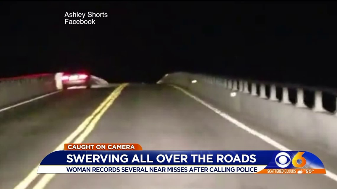 Video captures driver swerving into oncoming lanes, driving into ...