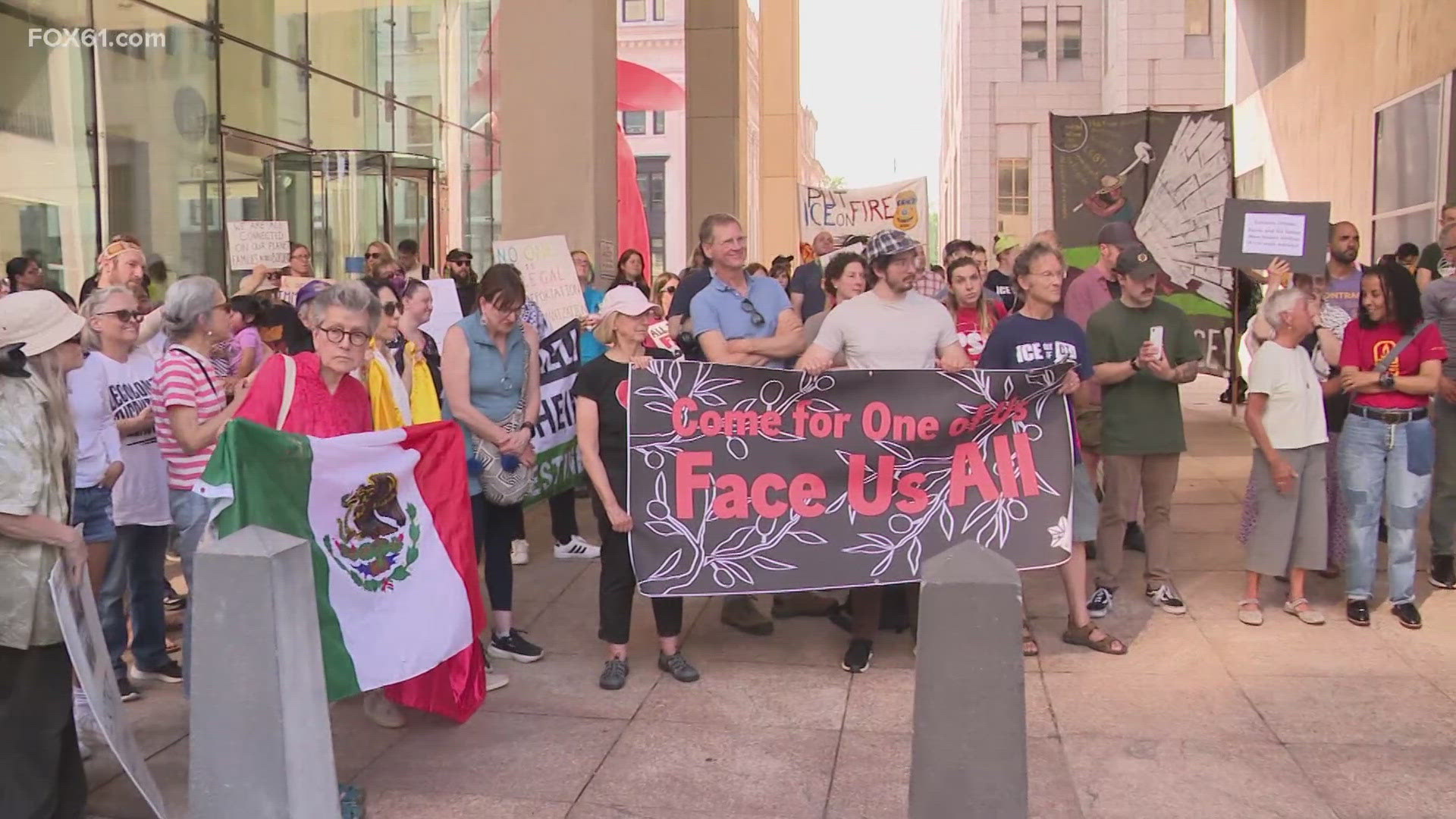 Protesters rally against recent ICE raids, including in New Haven, Conn ...