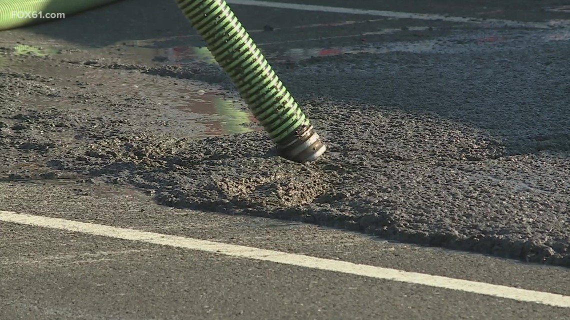Tractor Trailer crashes in New Haven leaving sludge on road | fox61.com