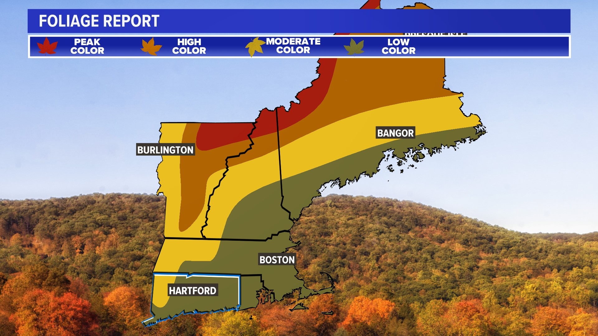 Track when 2022 peak fall foliage will reach New England | fox61.com