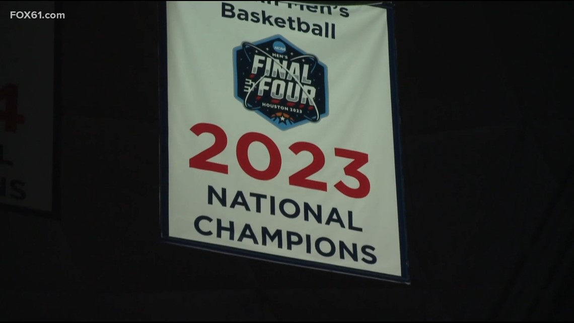 No. 6 UConn unveils its 5th championship banner, | fox61.com