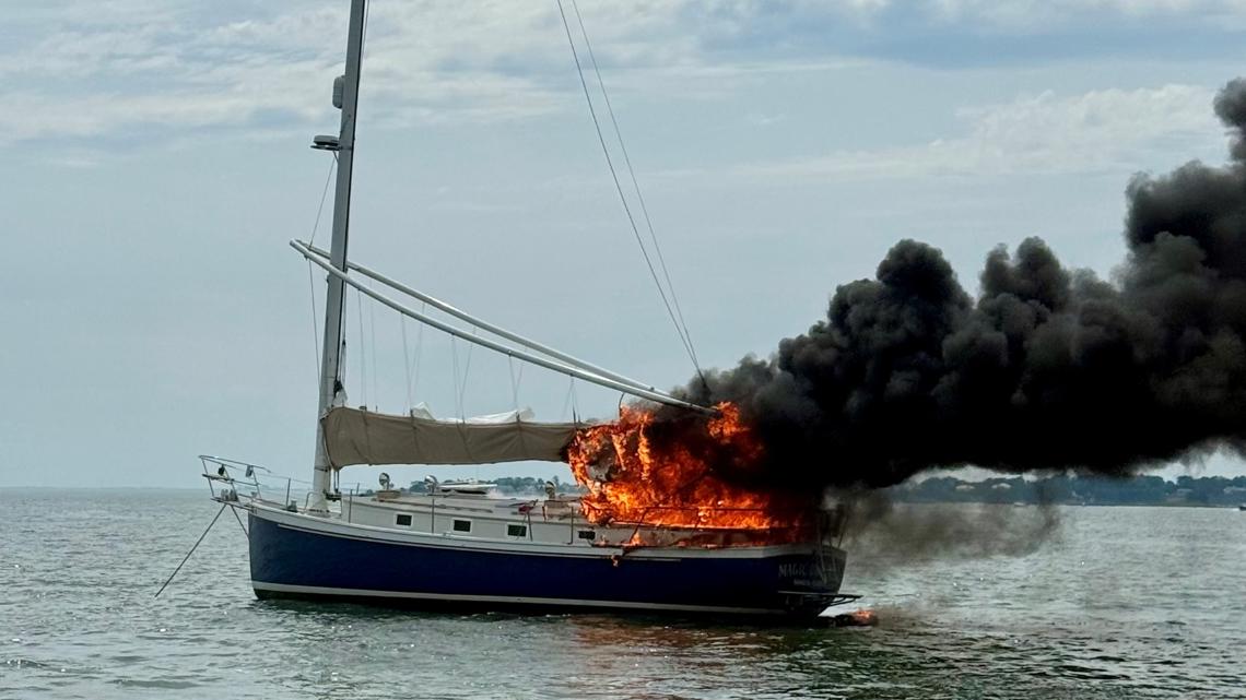 Dramatic sailboat fire off Bell Island draws multi-agency Marine ...