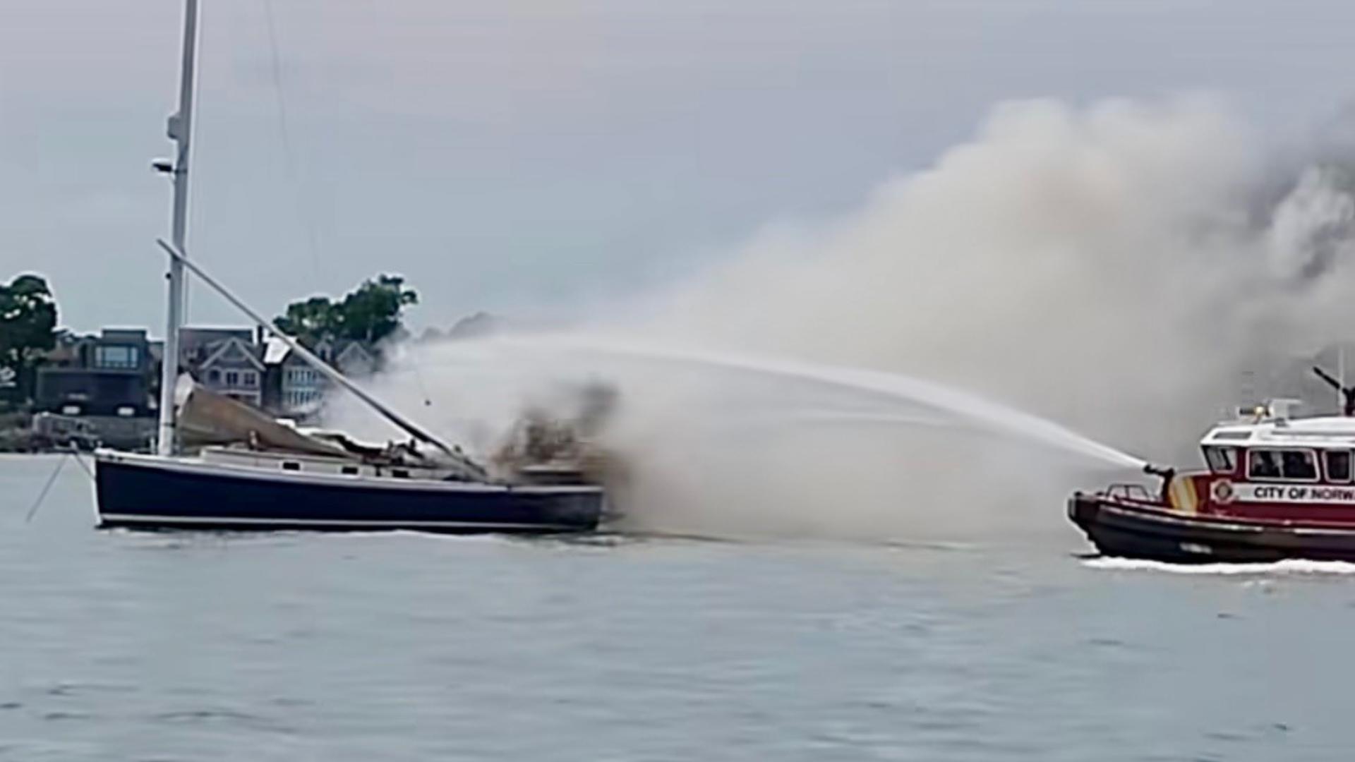 Dramatic sailboat fire off Bell Island draws multi-agency Marine ...