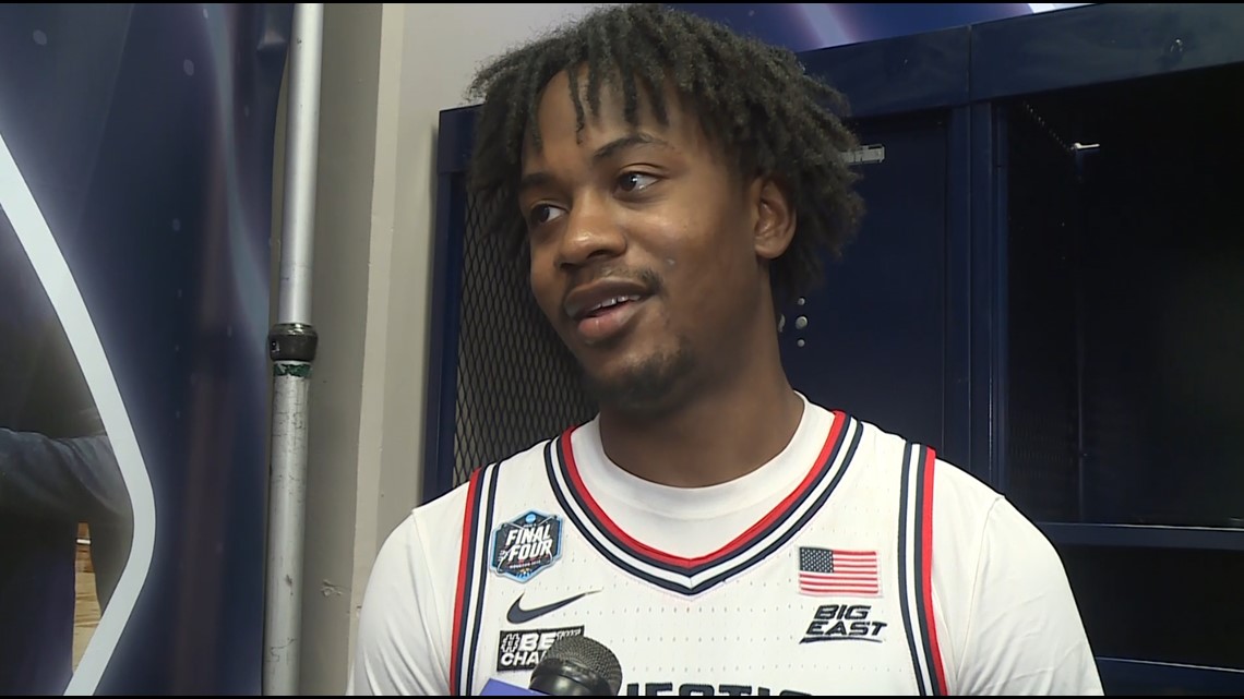 UConn's Tristen Newton reacts to Final Four win over Miami | Full ...