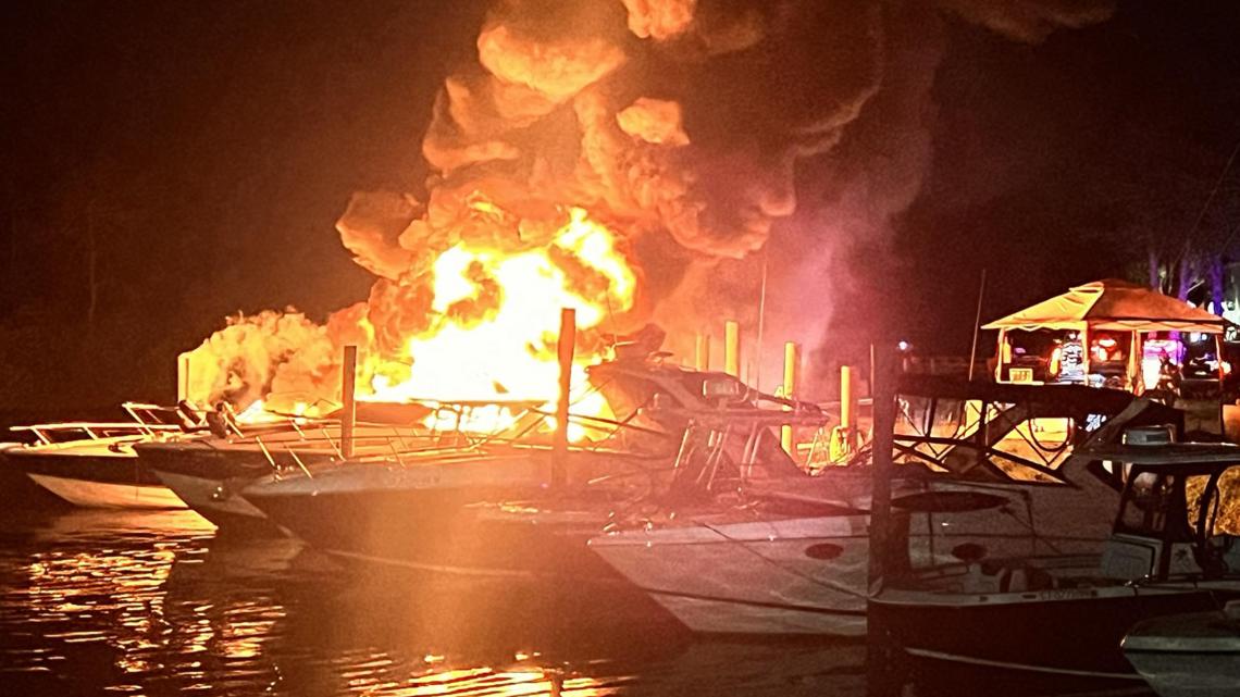 Firefighters extinguish boats on fire at Chester marina | fox61.com