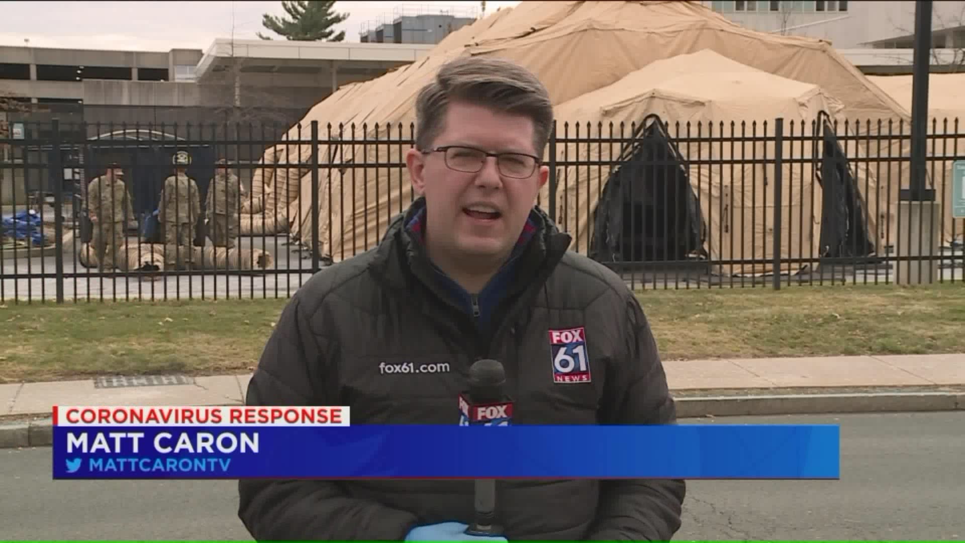 Gov. Lamont tours mobile triage hospital outside St. Francis Hospital ...